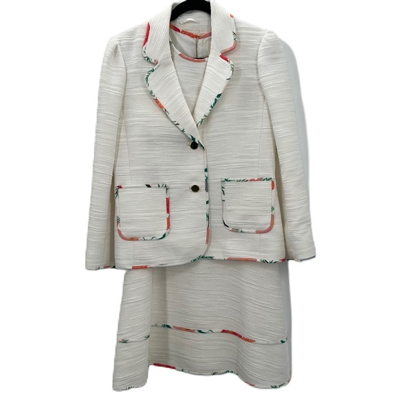 kate spade | Jackets & Coats | Kate Spade Tweed White Suit Dress Set ...